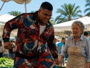 The market bully began stomping on and destroying an elderly woman’s ...